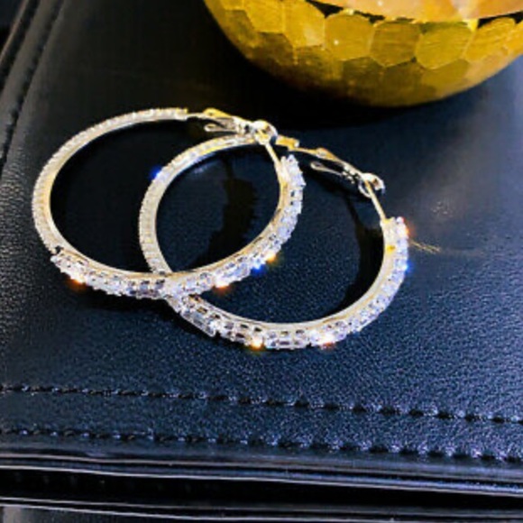 Jewelry | New Sterling Silver Diamond Hoop Earrings | Poshmark